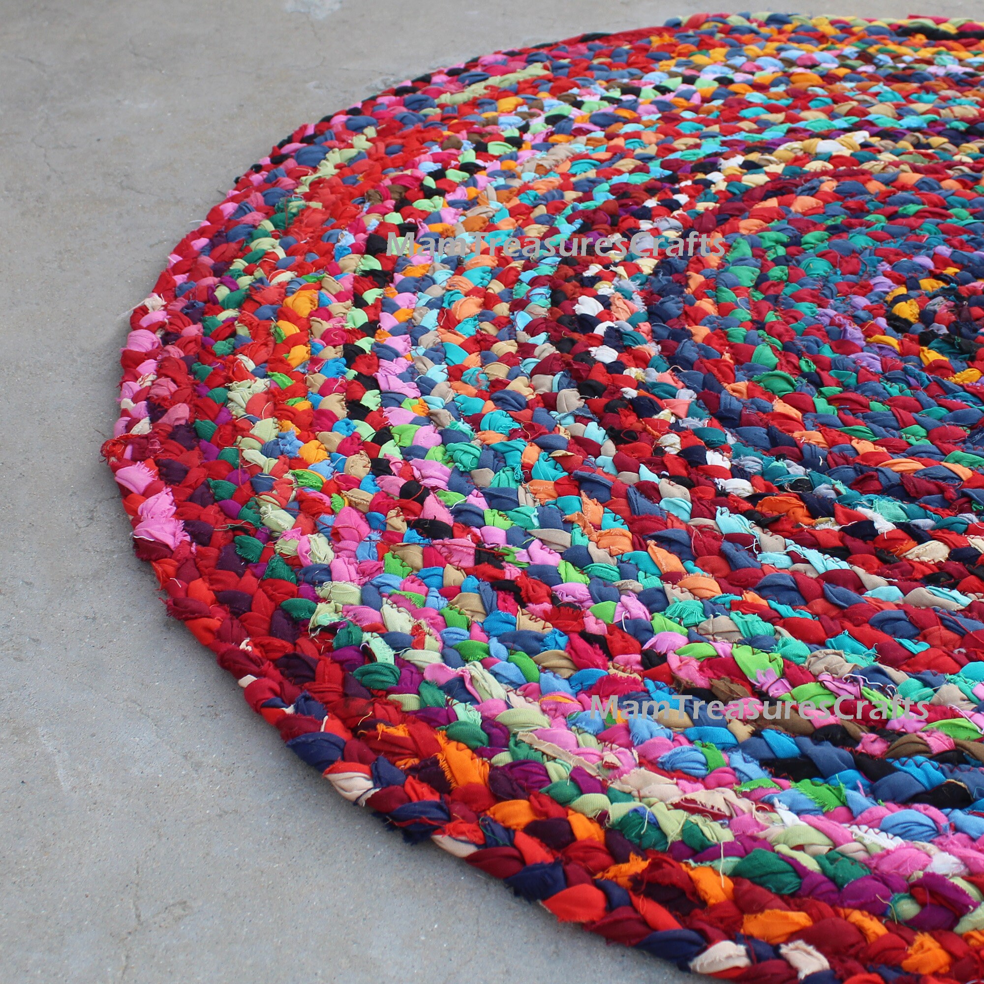 Round Indian Handmade Braided Chindi Rug Area Round Rug Home - Etsy