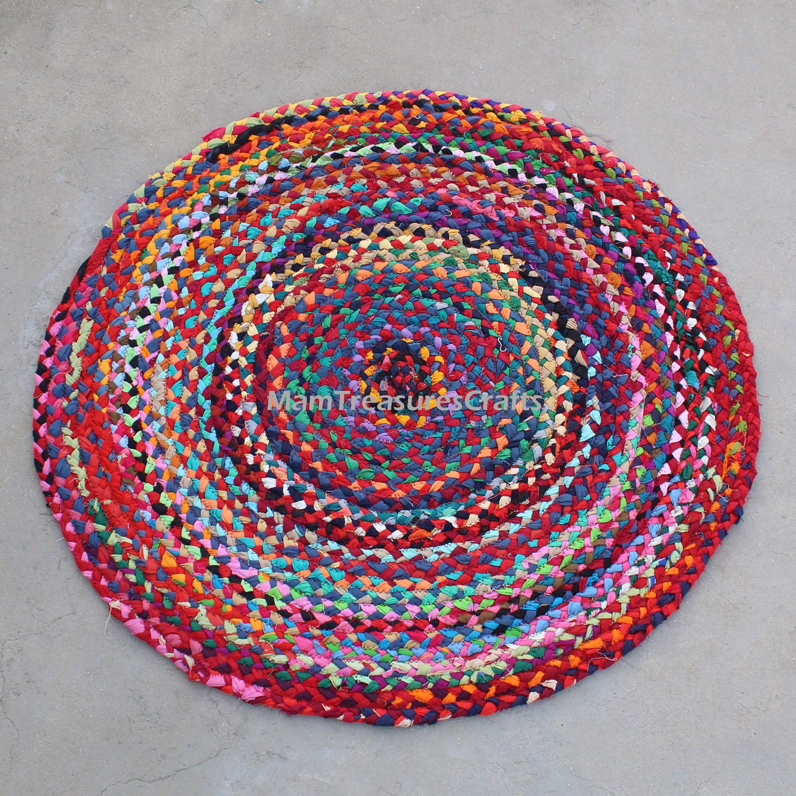 Round Indian Handmade Braided Chindi Rug Area Round Rug Home | Etsy