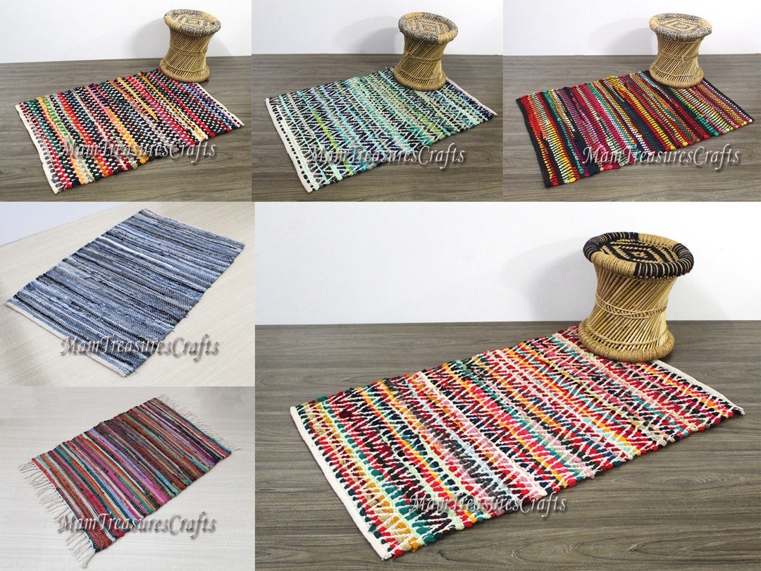 RUG Indian Handmade Chindi Rug Area Rag Rug Home Decor Denim Chindi Rug ...
