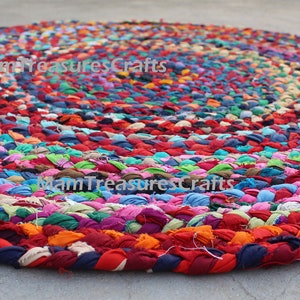 Round Indian Handmade Braided Chindi Rug Area Round Rug Home Decor ...