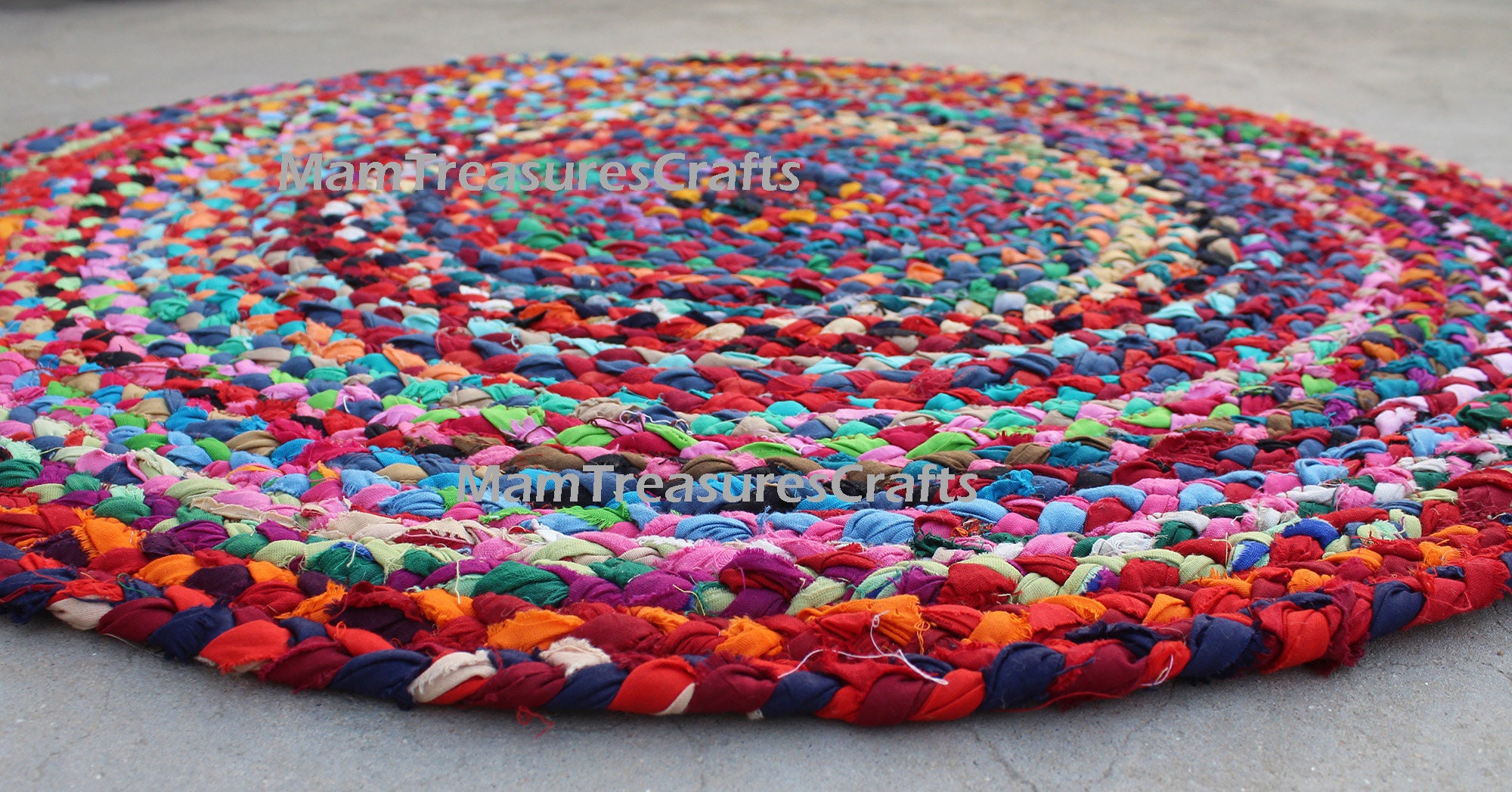 Round Indian Handmade Braided Chindi Rug Area Round Rug Home - Etsy