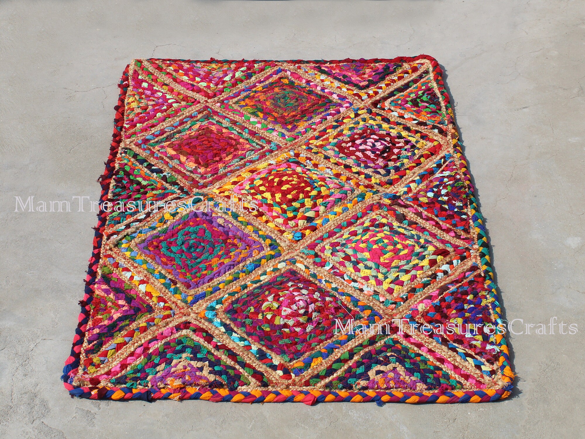 2X3 Foot Colorful Area Rug Braided Rag Rug Floor Rug Rectangle - Etsy