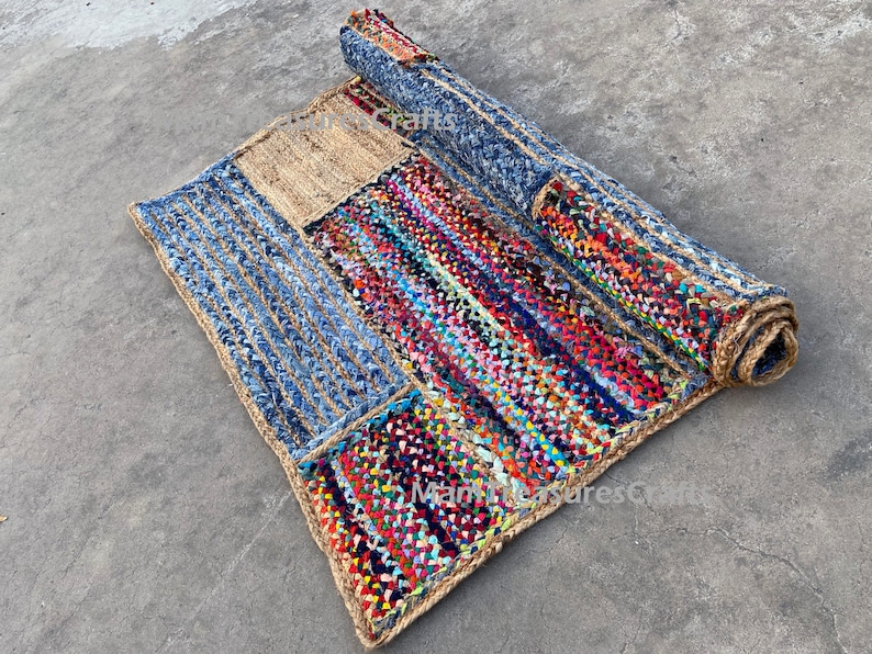 Large Patchwork Rug Handmade Rug Indian Rag Rug Chindi Indian | Etsy