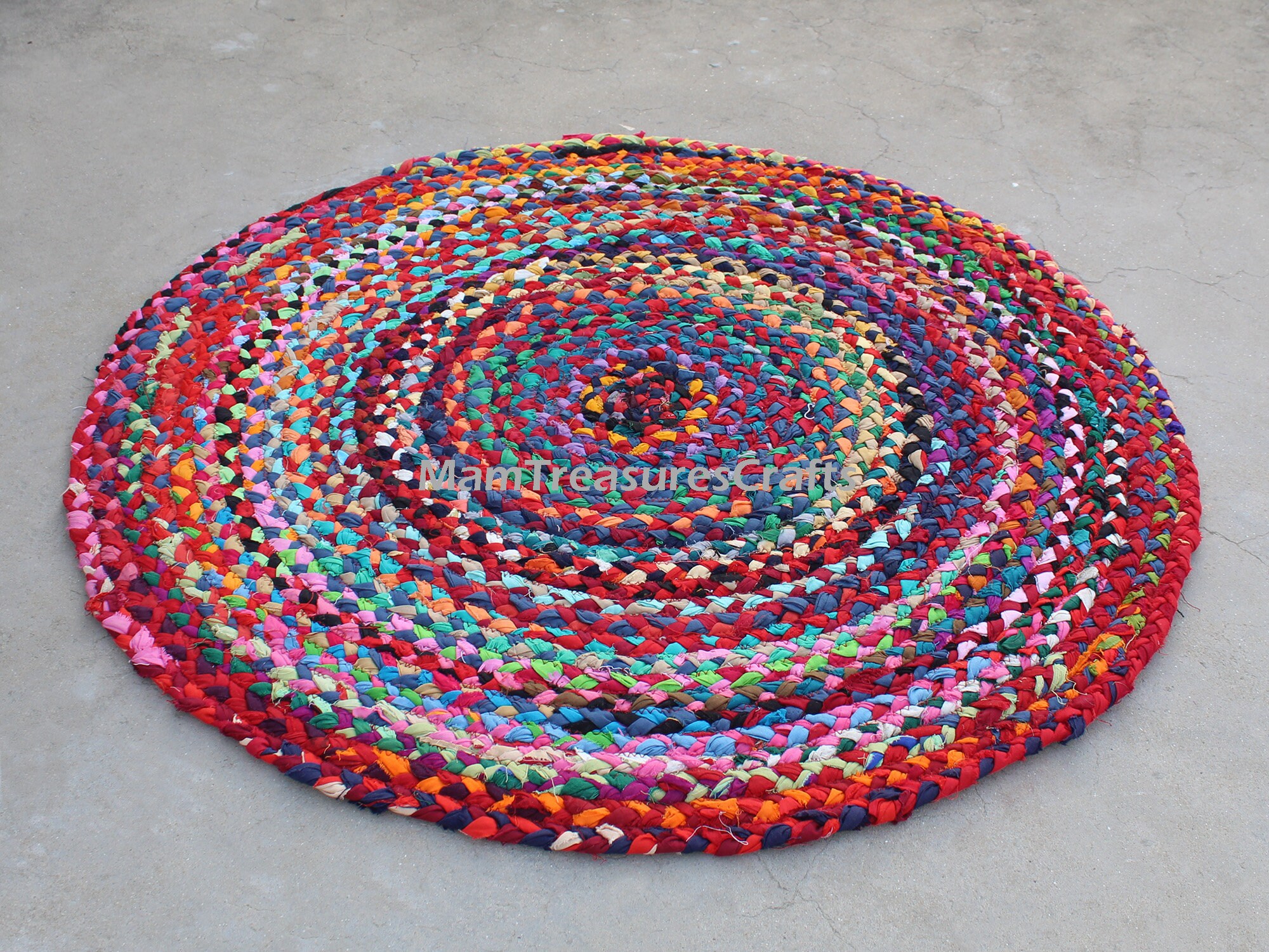 Round Indian Handmade Braided Chindi Rug Area Round Rug Home - Etsy