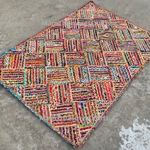 Large Patchwork Handmade Rug Colorful Chindi Indian Rug Indian Handmade ...