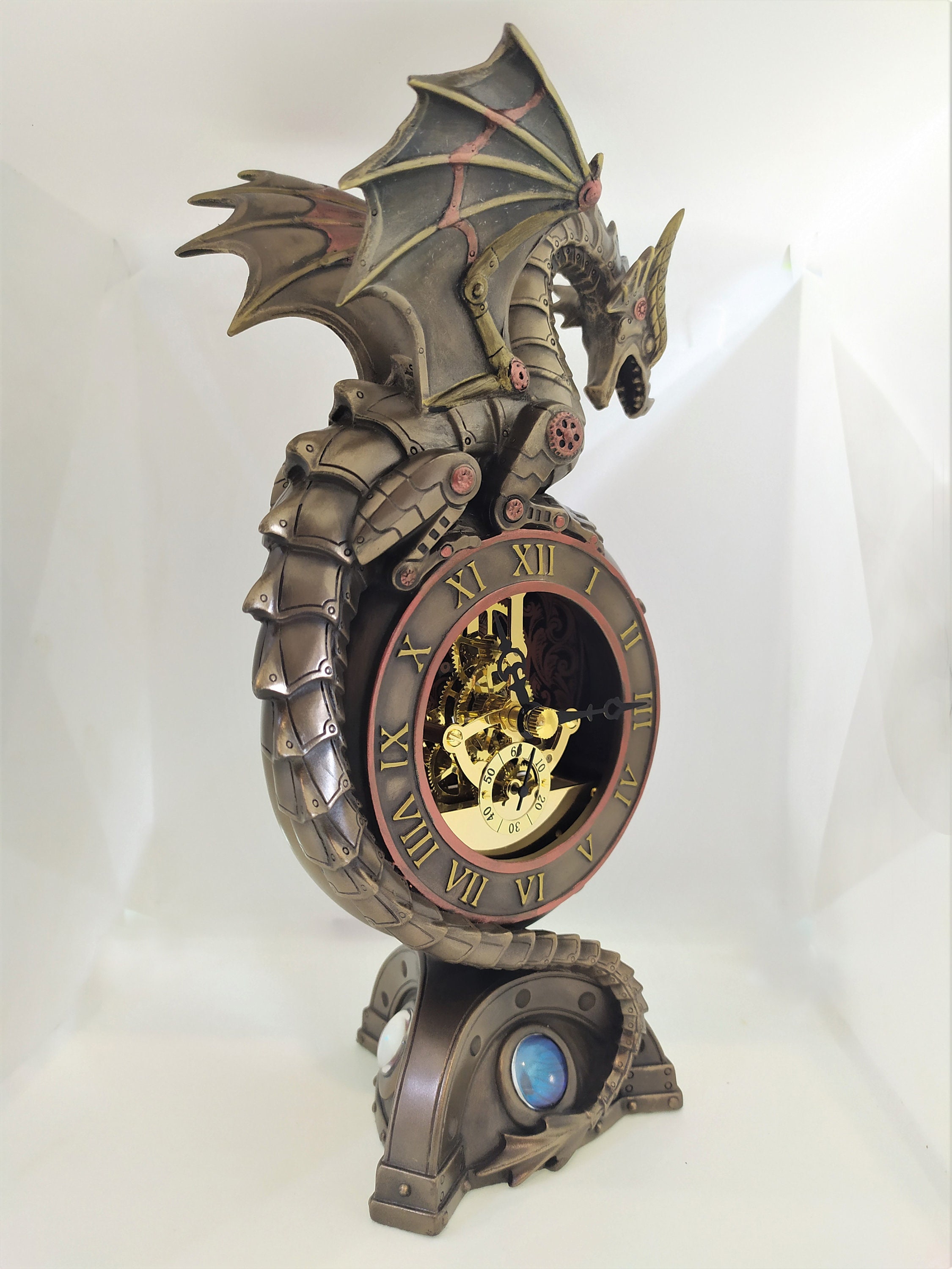 Desk clock Brass dragon clock | Etsy