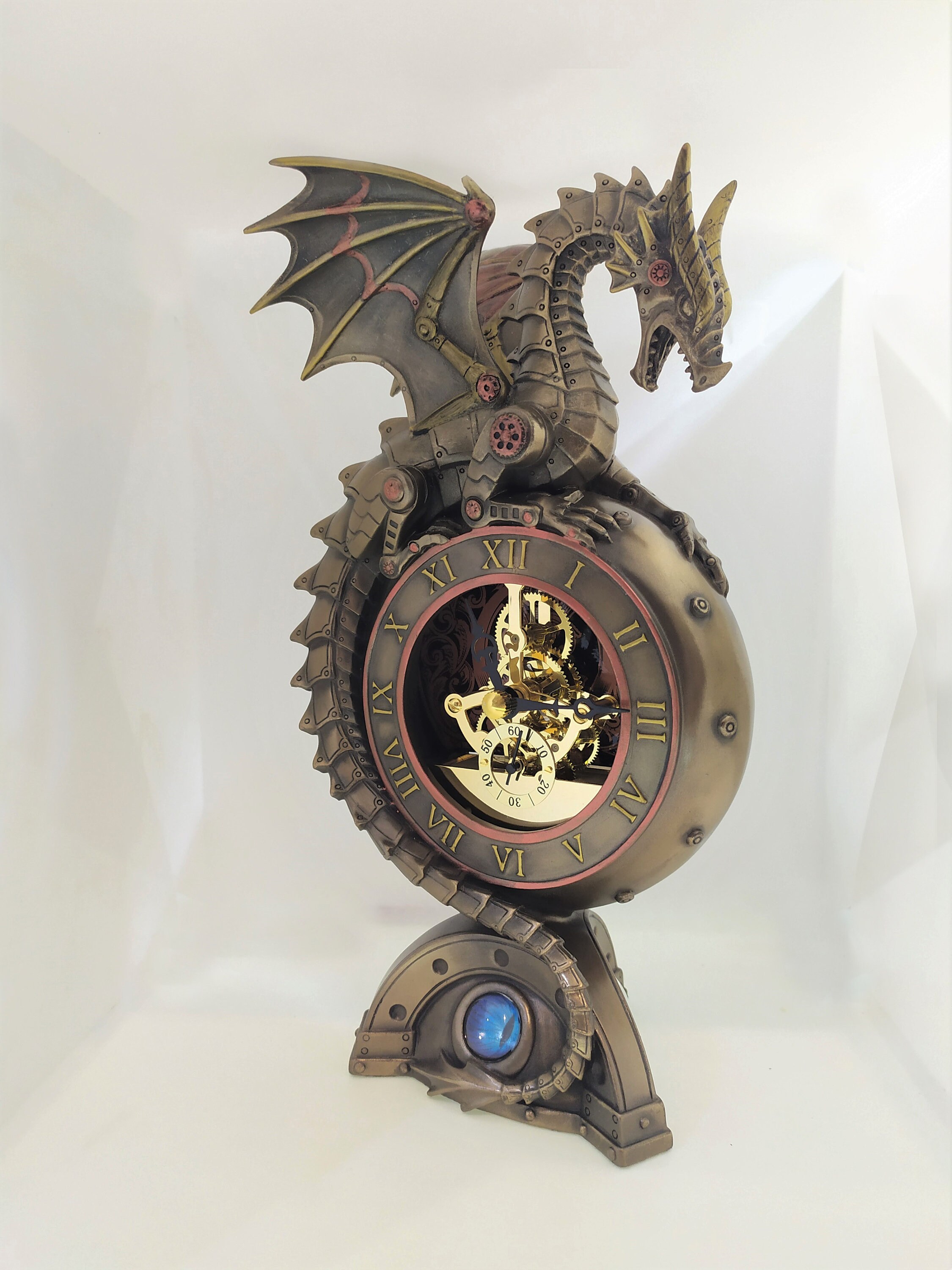 Desk Clock Brass Dragon Clock | Etsy