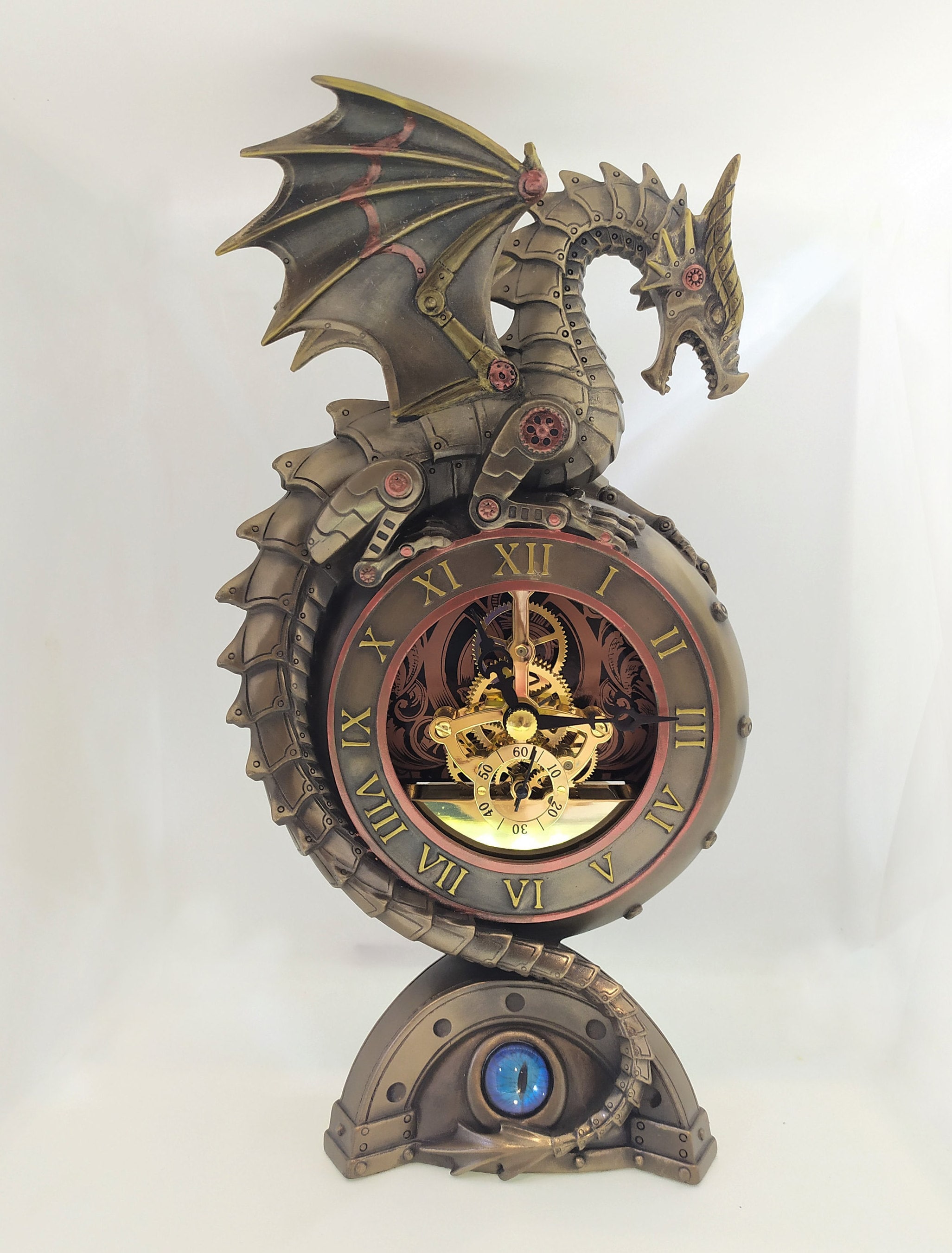 Desk Clock Brass Dragon Clock | Etsy