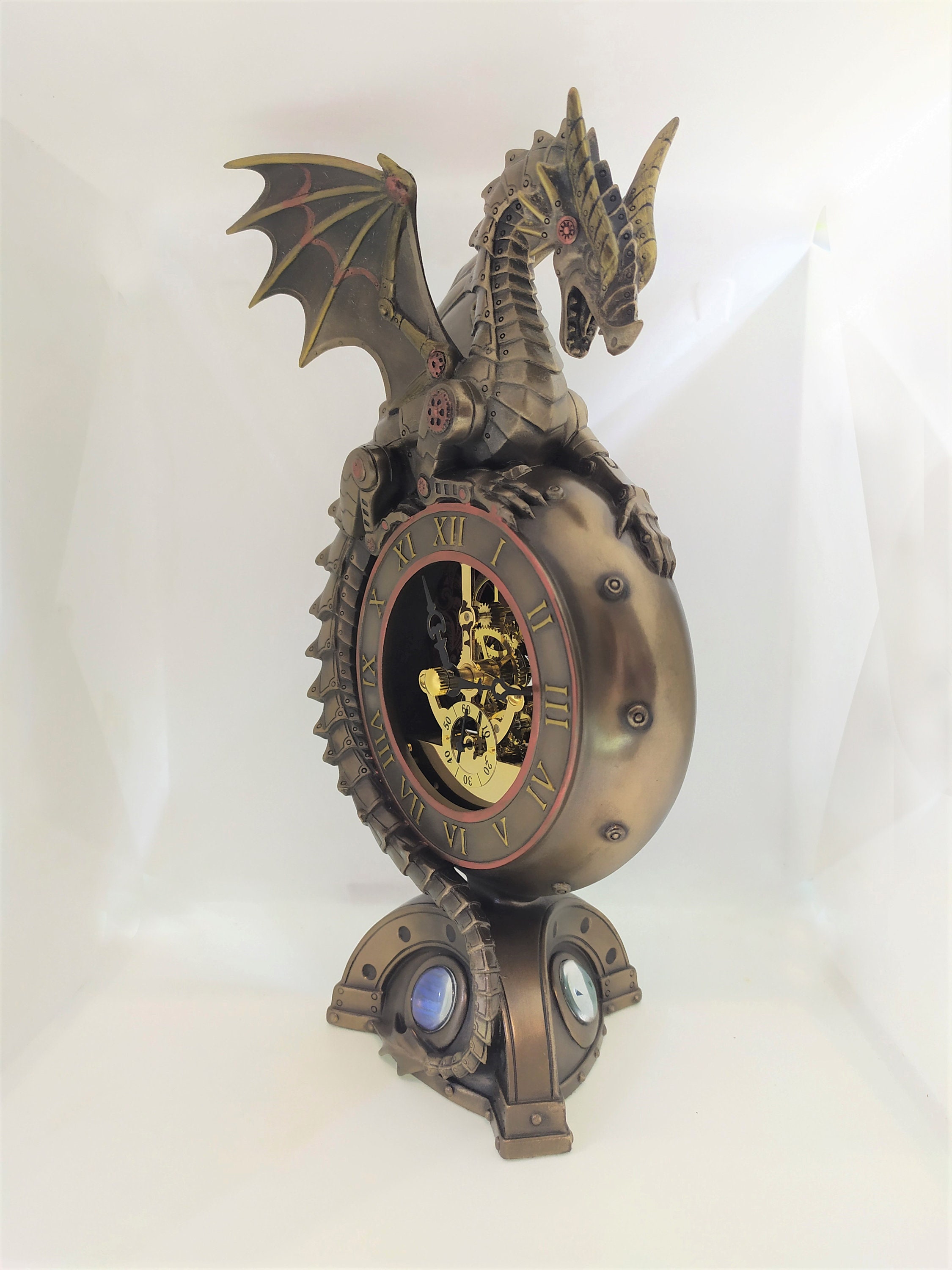 Desk Clock Brass Dragon Clock | Etsy