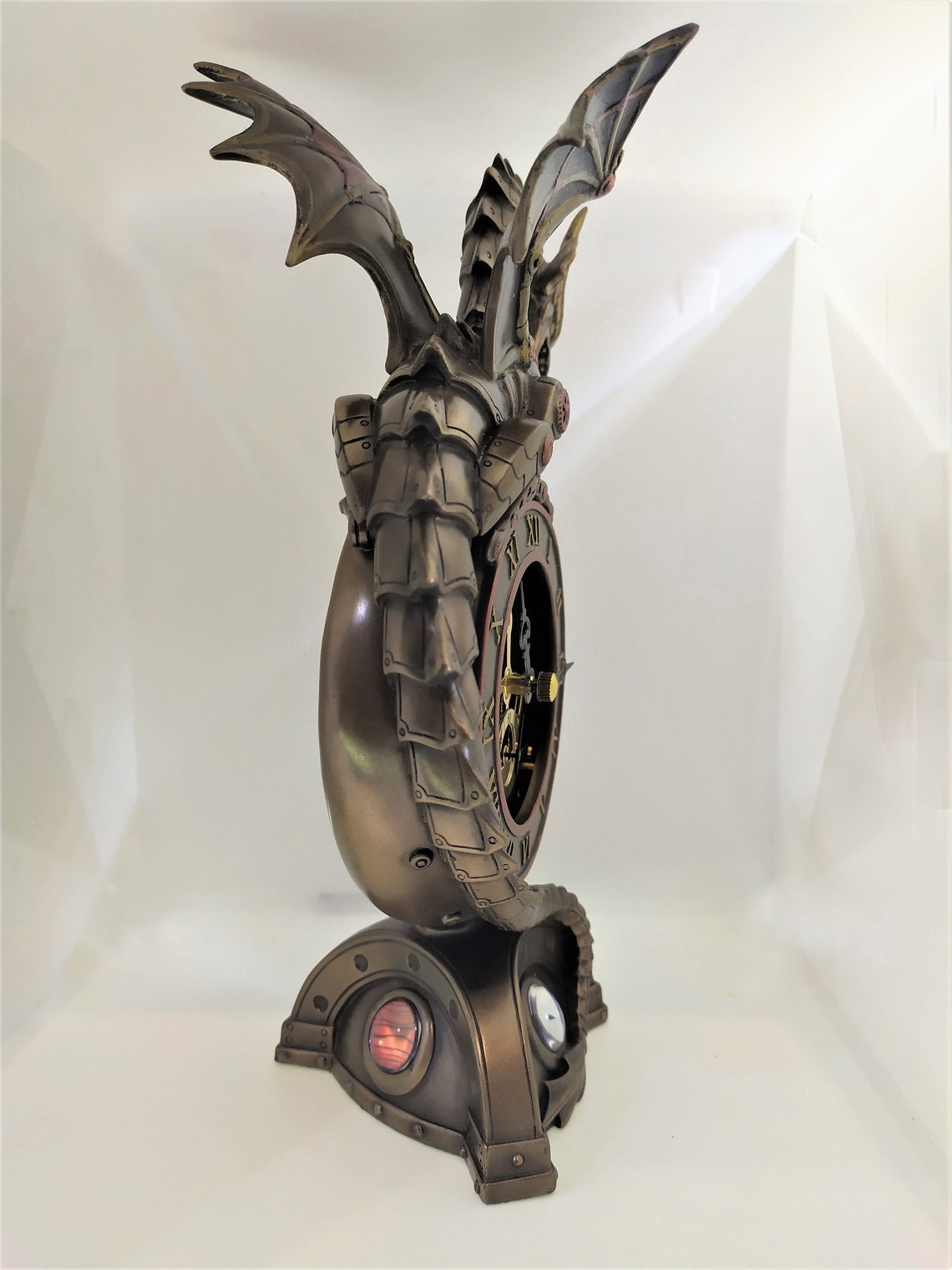 Desk clock Brass dragon clock | Etsy