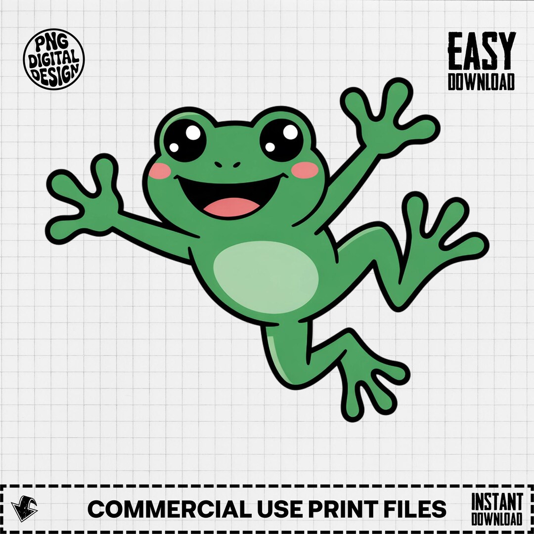 Cute Frog Clipart, Happy Animal PNG, Baby Nursery Digital Art, Playful ...