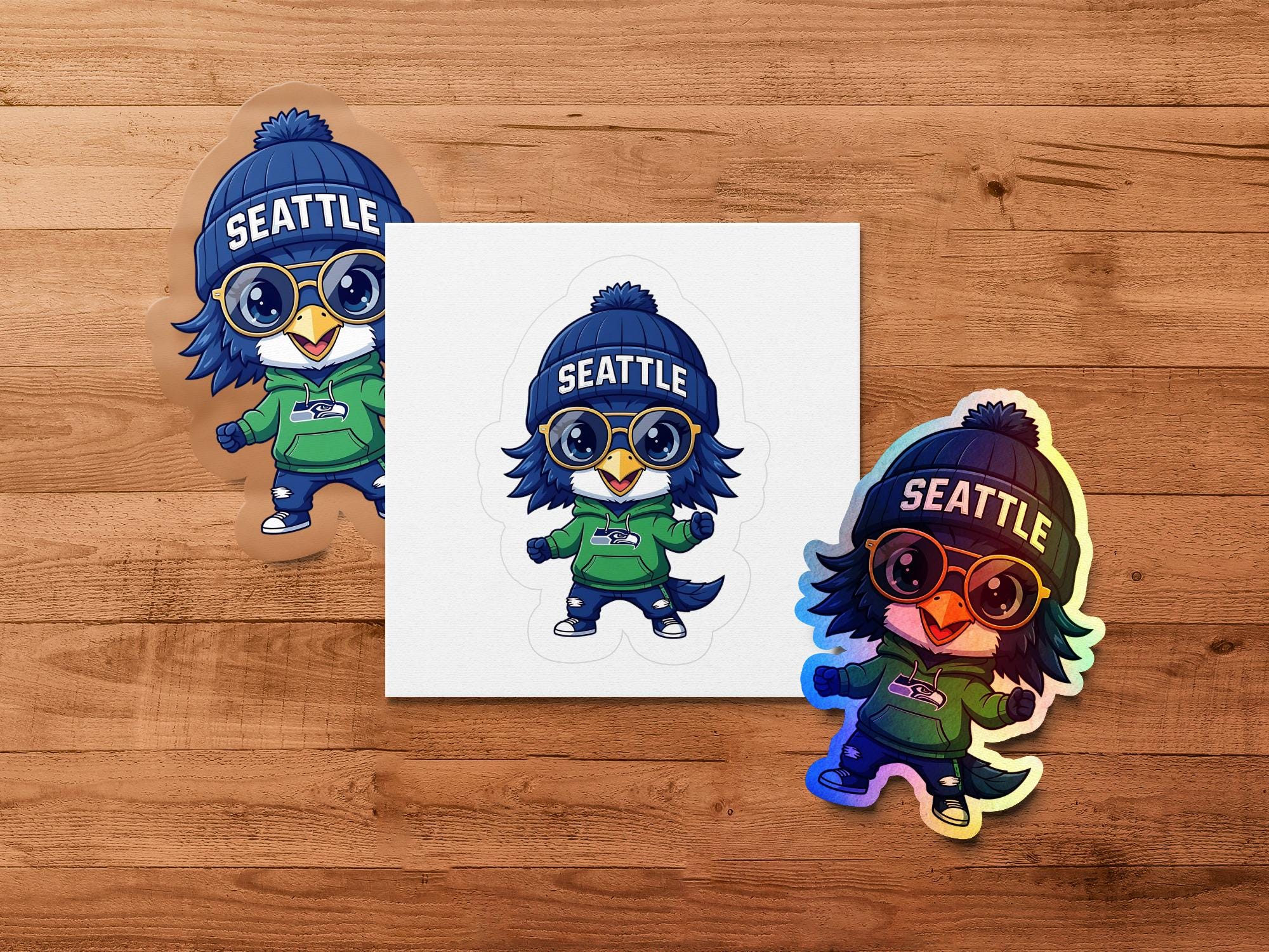 Seattle Seahawks Mascot T-shirt Design: Cartoon Bird Fan Art (digital ...