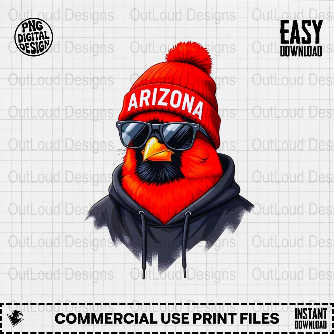 Arizona Bird Mascot PNG: Beanie, Hoodie, Glasses (digital Download) - Etsy