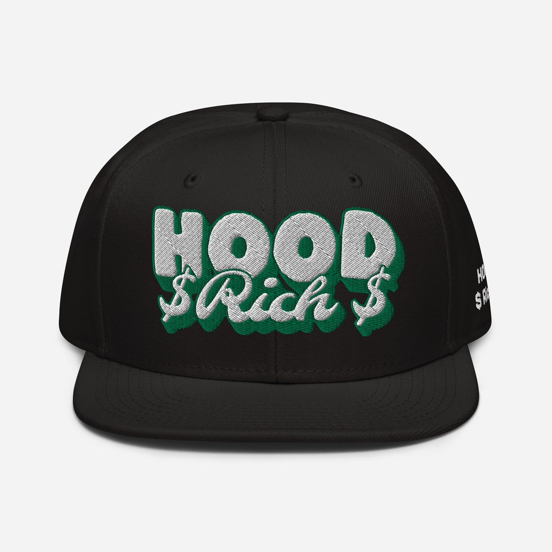 Embroidered "hood Rich" Snapback Hat - Streetwear Style - Etsy
