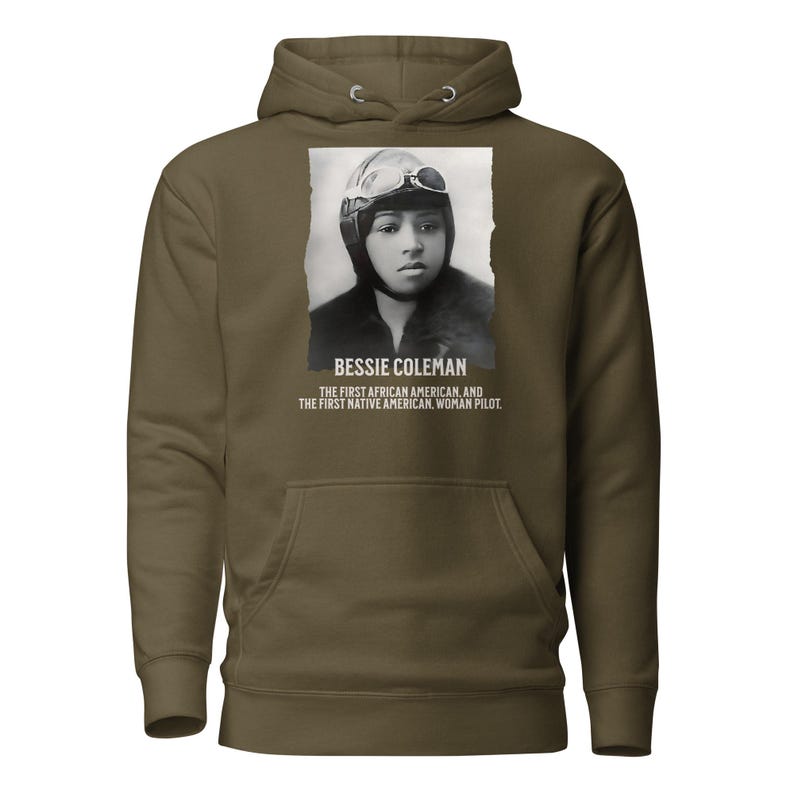 Bessie Coleman Hoodie, First Black Woman Pilot, Female Aviator Hooded ...