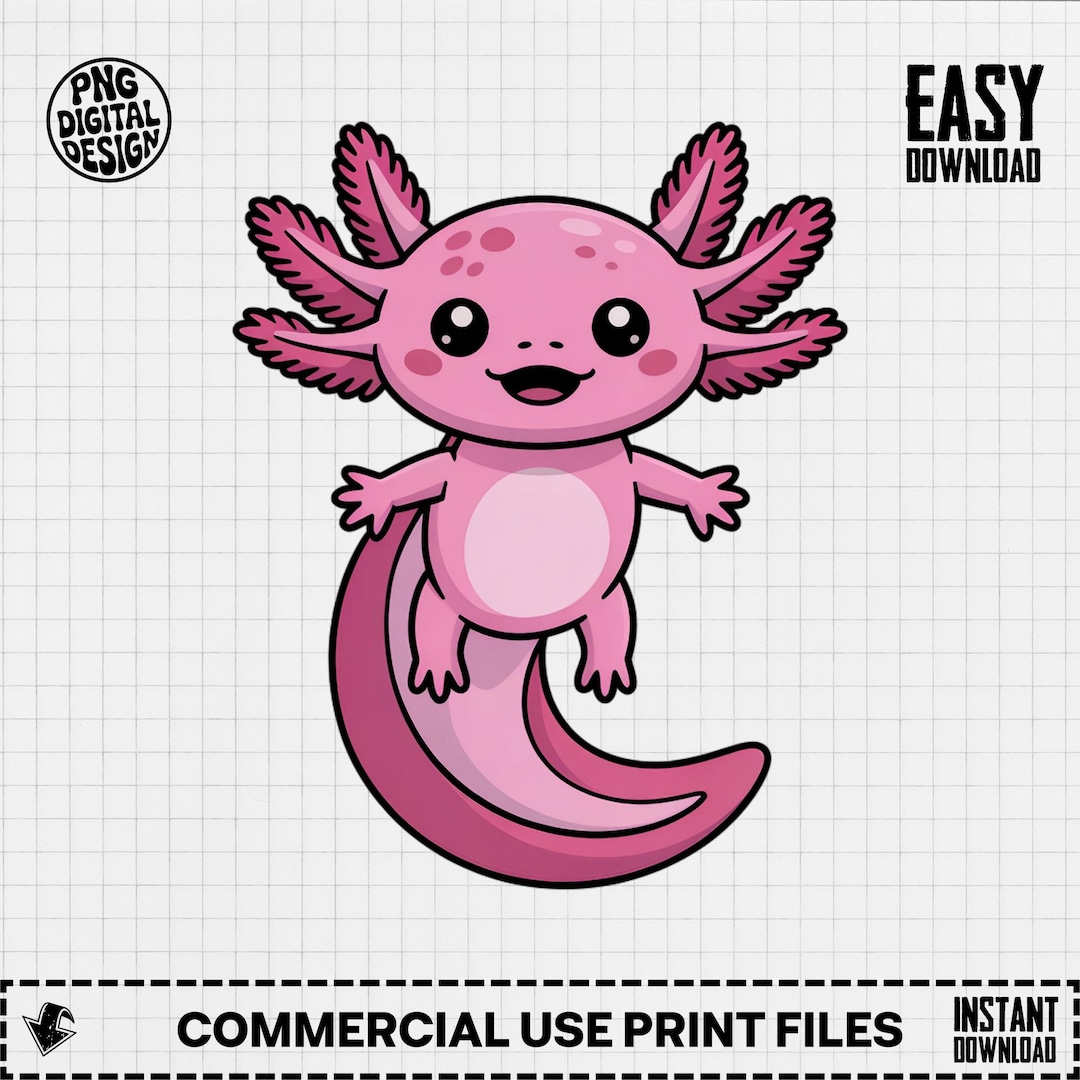 Cute Axolotl Clipart, Pink Axolotl PNG, Kawaii Amphibian Digital Art ...