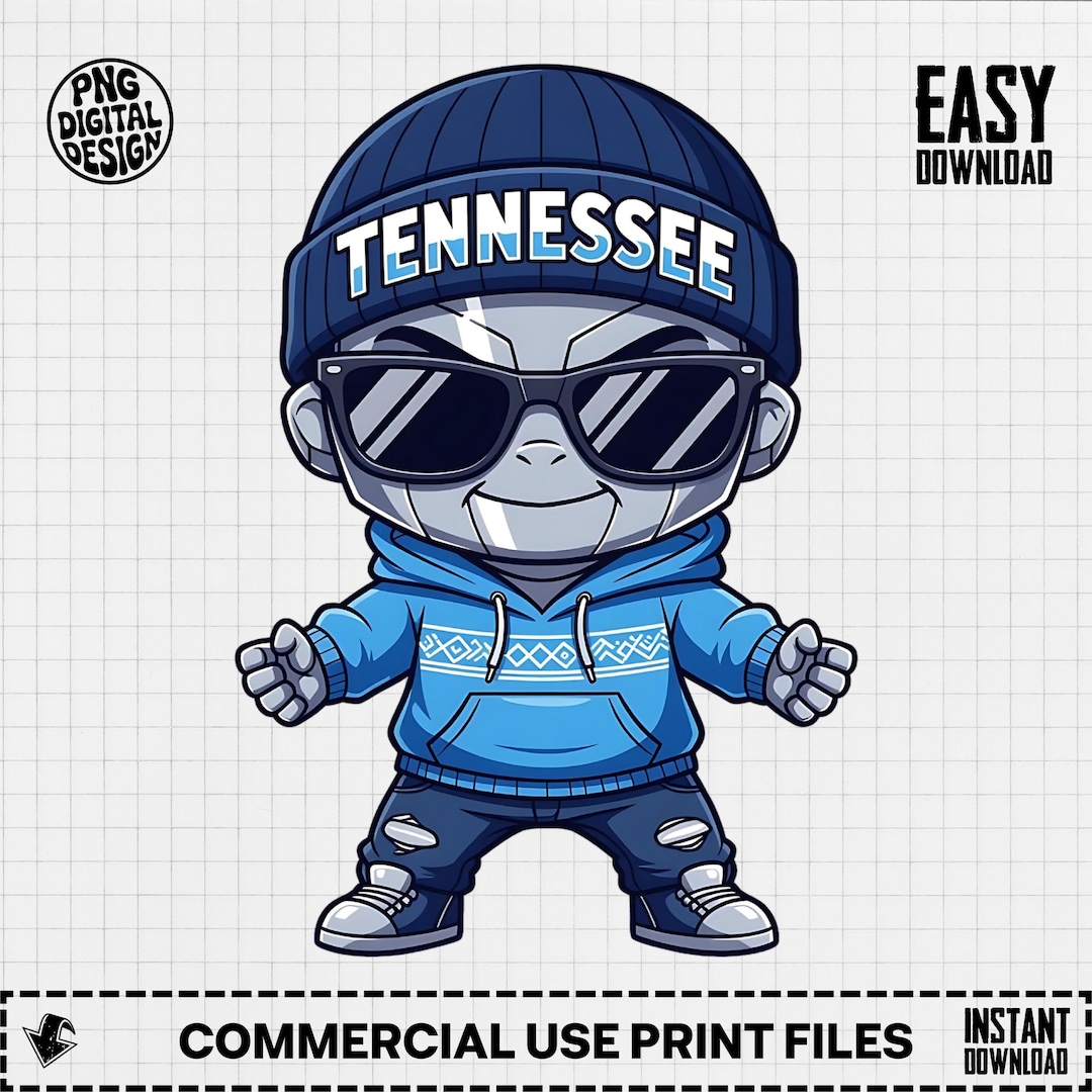Tennessee Robot Clipart: Cartoon Character With Beanie (digital ...