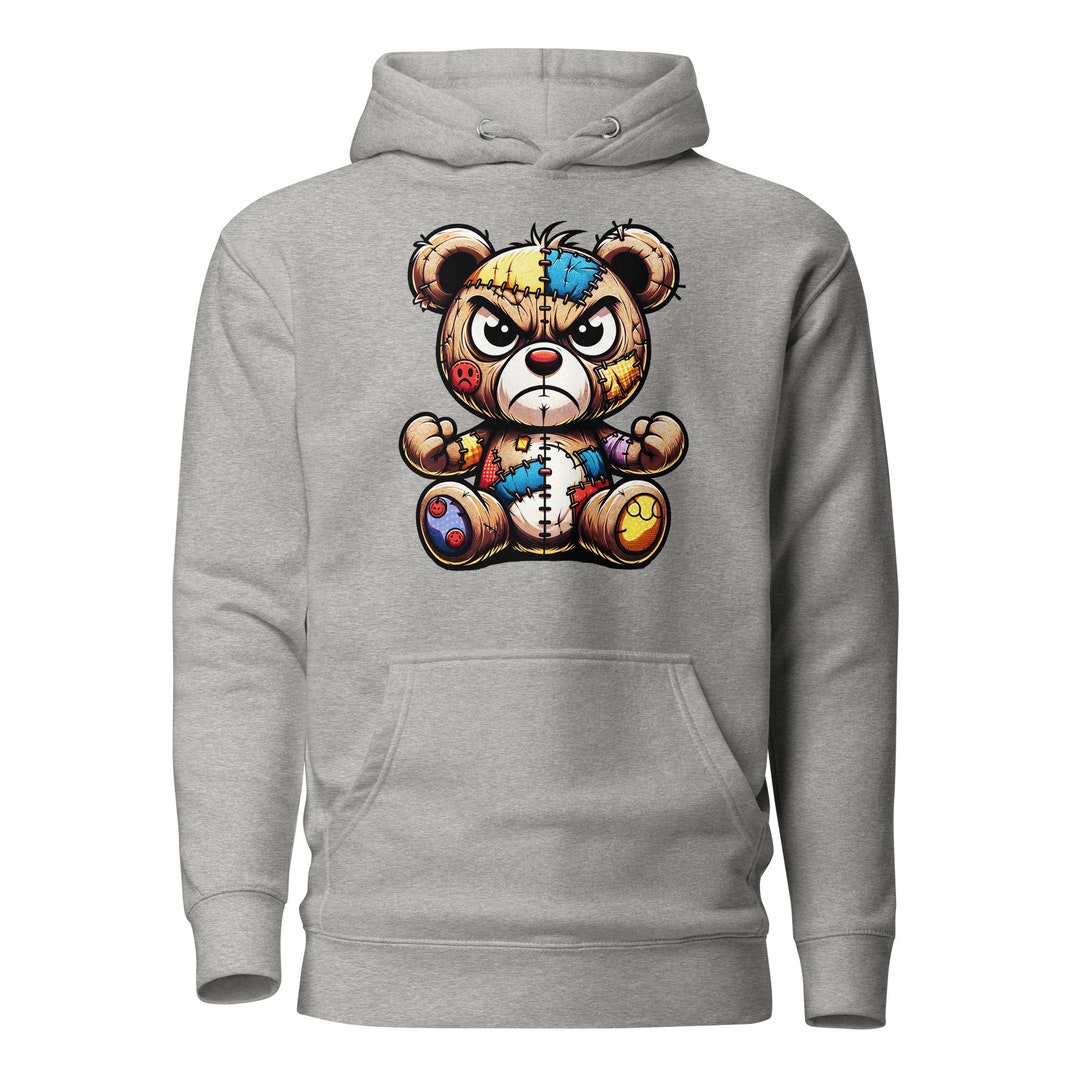 Angry Teddy Bear Hoodie: Streetwear Unisex Cotton-blend Hoodie - Etsy