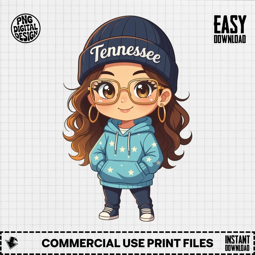 Tennessee Girl Digital Art, Cute Beanie Kid Clipart, Trendy Hoodie ...