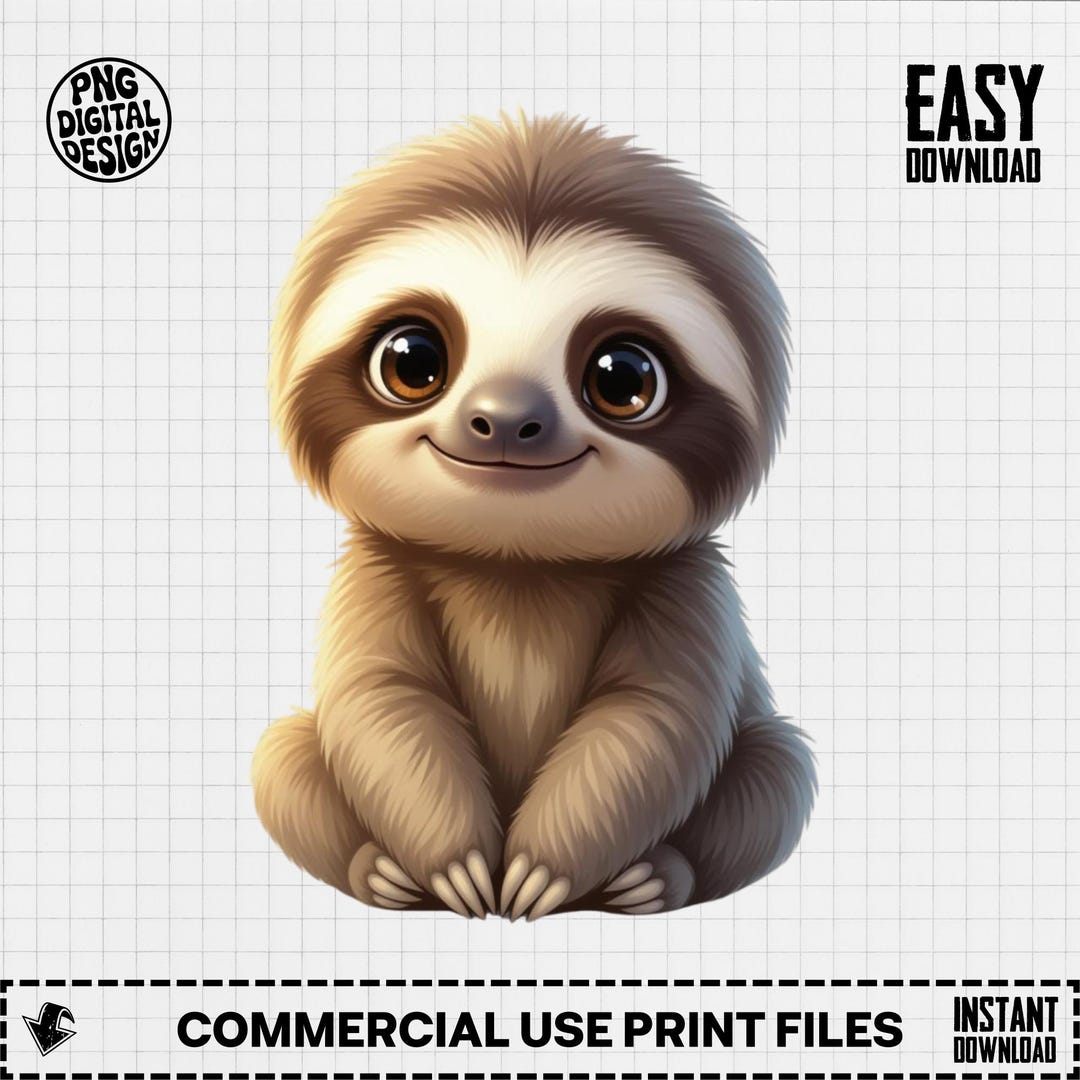 Baby Sloth Clipart, Cute Baby Animal Clipart, Baby Nursery Clipart ...