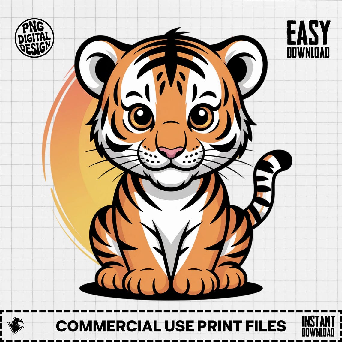 Baby Tiger Clipart, Cute Baby Animal Clipart, Baby Nursery Art, Jungle ...