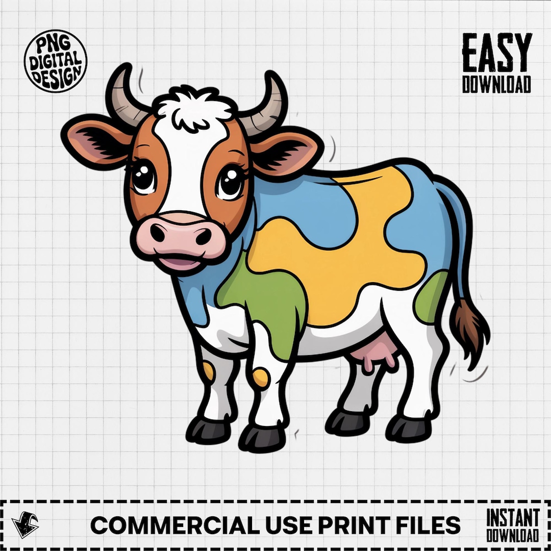 Cute Cow Clipart, Farm Animal Clipart, Baby Nursery Clipart, Whimsical ...