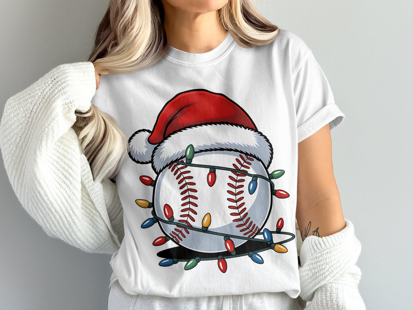 Christmas Baseball PNG, Santa Hat, Lights, Digital Download, Xmas ...
