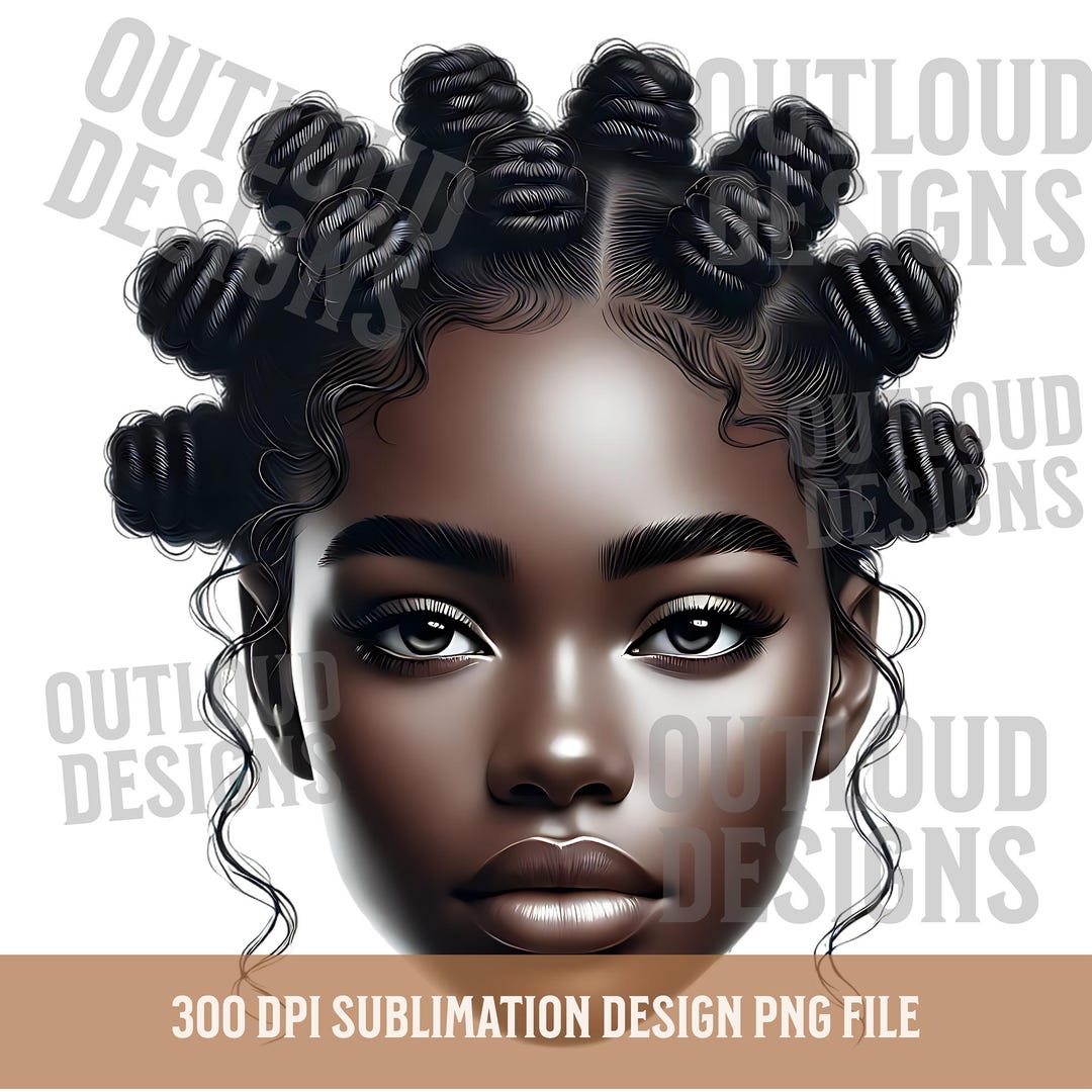 Afro Woman With Bantu Knots PNG: Sublimation Design (digital Download ...
