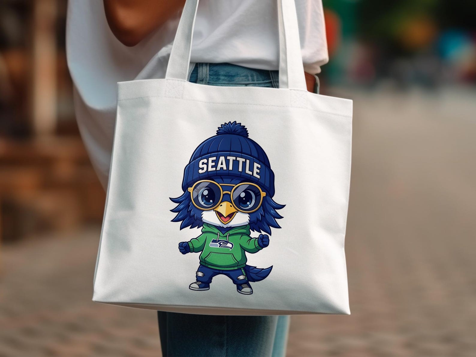 Seattle Seahawks Mascot T-shirt Design: Cartoon Bird Fan Art (digital ...