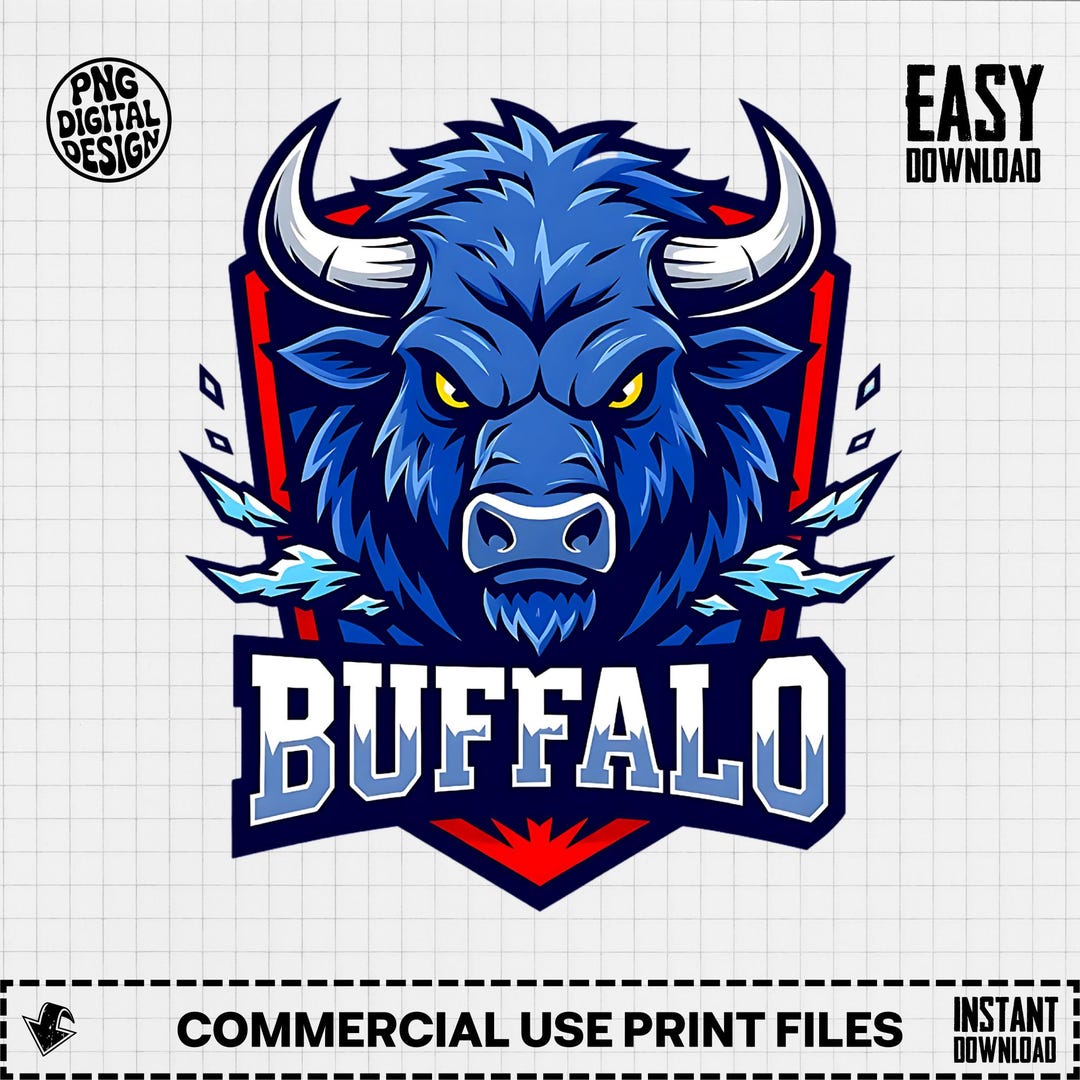 Blue Buffalo Mascot: Sports Team Logo, Animal Art (digital Download) - Etsy
