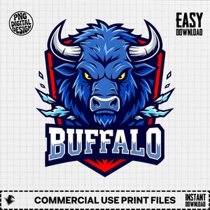 Blue Buffalo Mascot: Sports Team Logo, Animal Art (digital Download) - Etsy