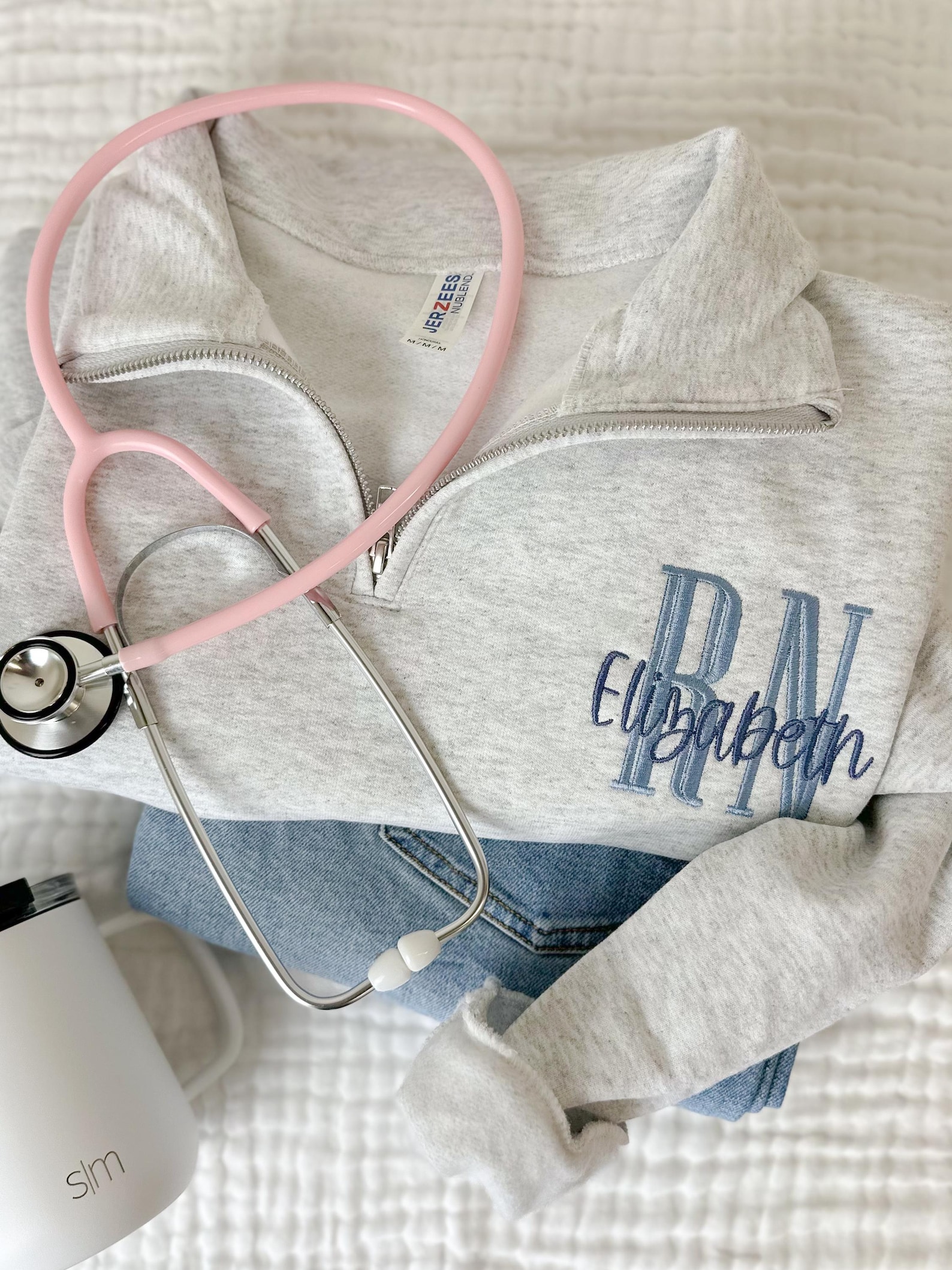 Custom Embroidered Nurse RN Quarter Zip Sweatshirt - Nurse Gift ...
