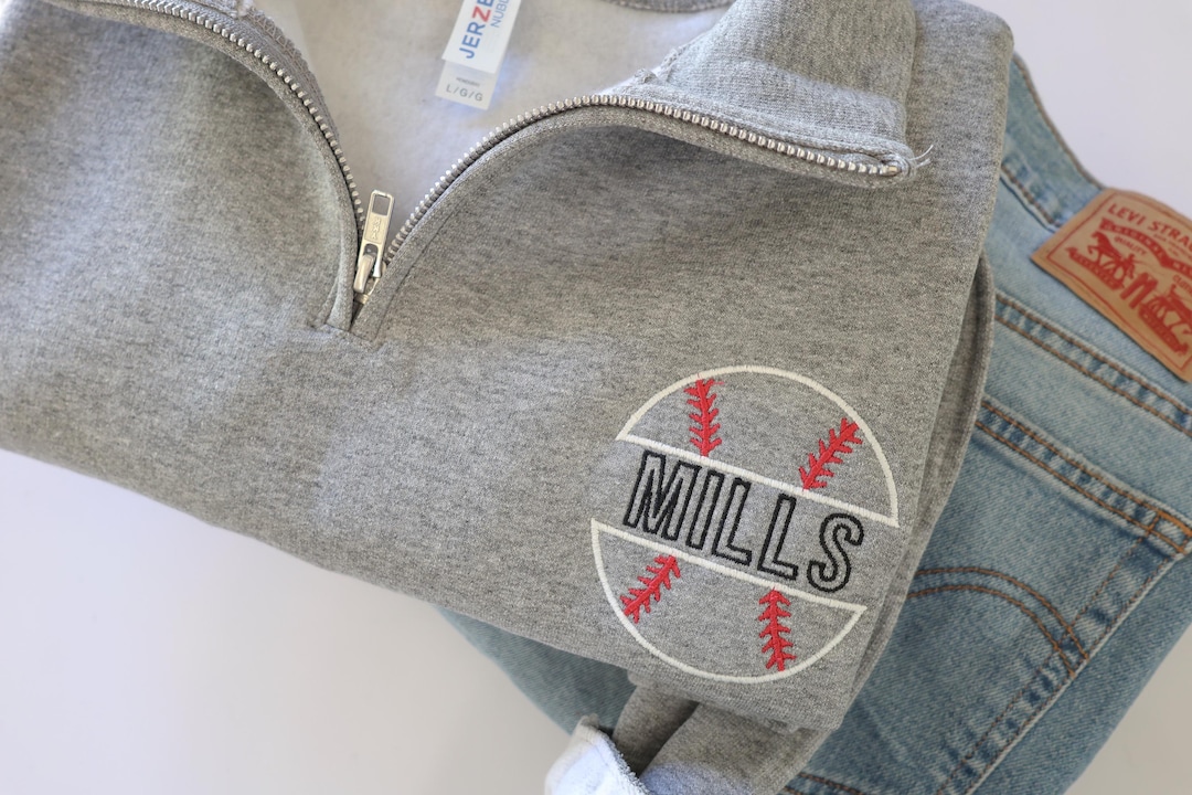 Custom Embroidered Baseball Quarter Zip - Personalized Name 1/4 Zip ...