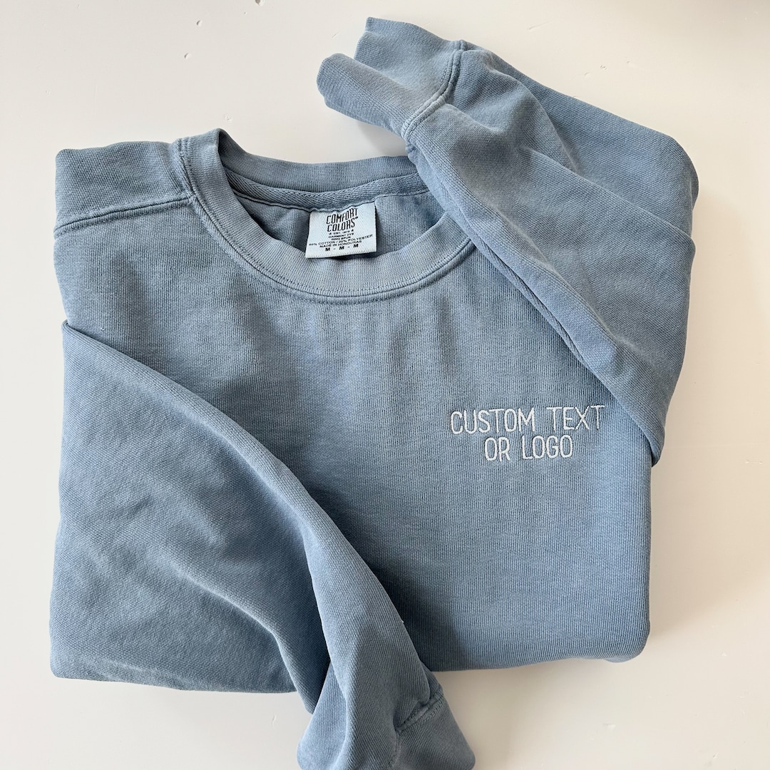 Comfort Colors Custom Logo Embroidered Crewneck Sweatshirt - Sweater ...