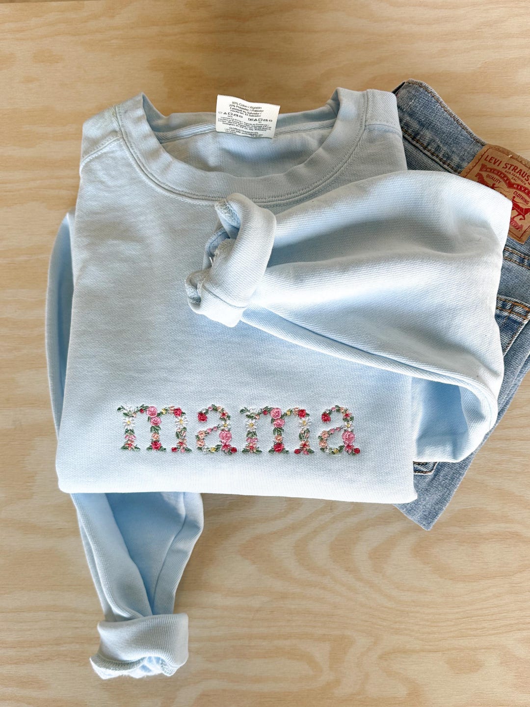 Comfort Colors Embroidered Floral Mama Sweater - Personalized Gift ...