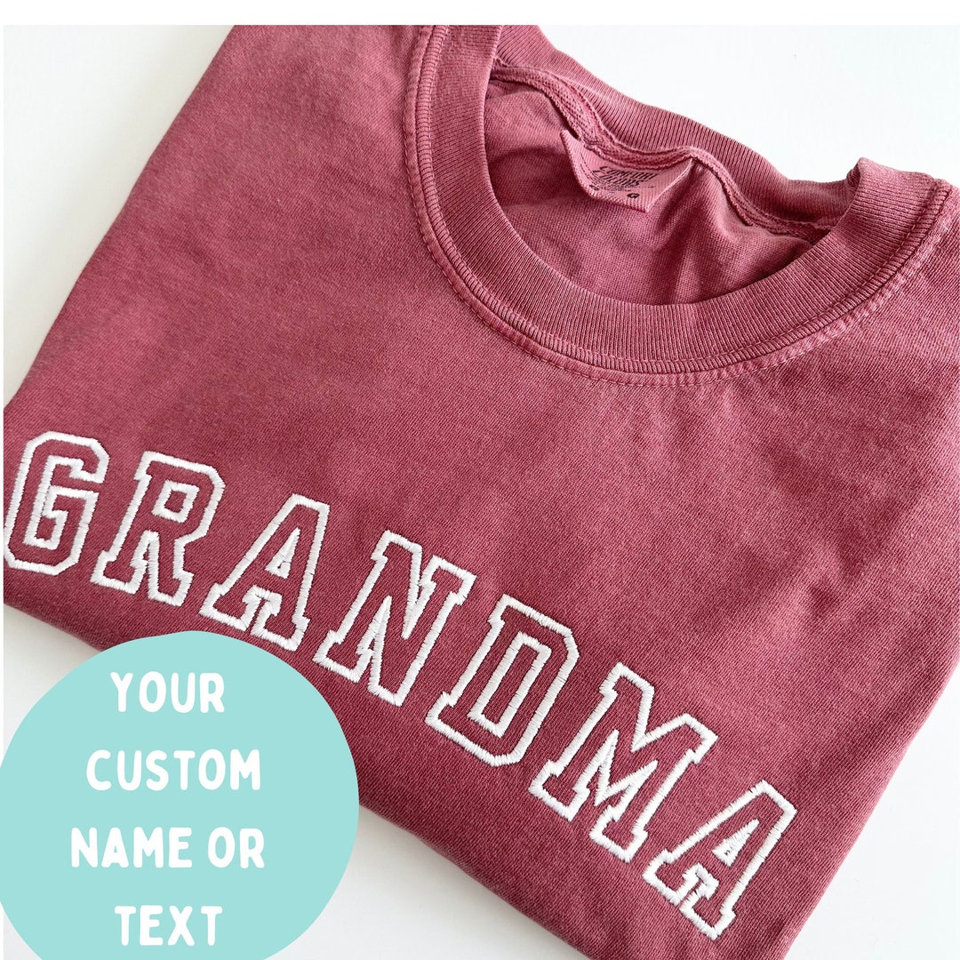Comfort Colors Custom Name Embroidered Shirt - Varsity Letter ...