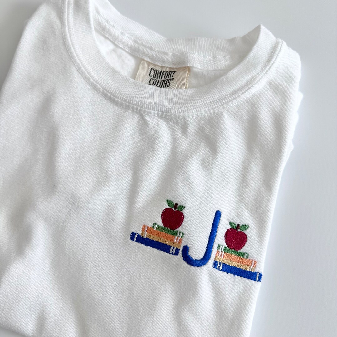 Back to School Kids Youth Comfort Colors Embroidered Monogram T Shirt ...