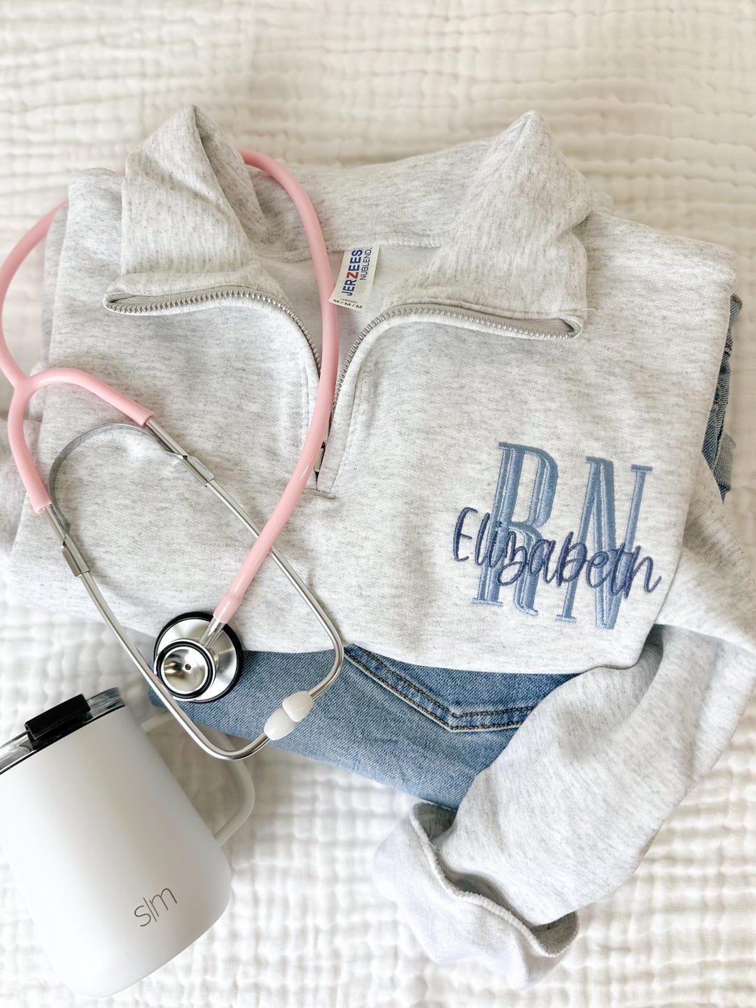 Custom Embroidered Nurse RN Quarter Zip Sweatshirt - Nurse Gift ...