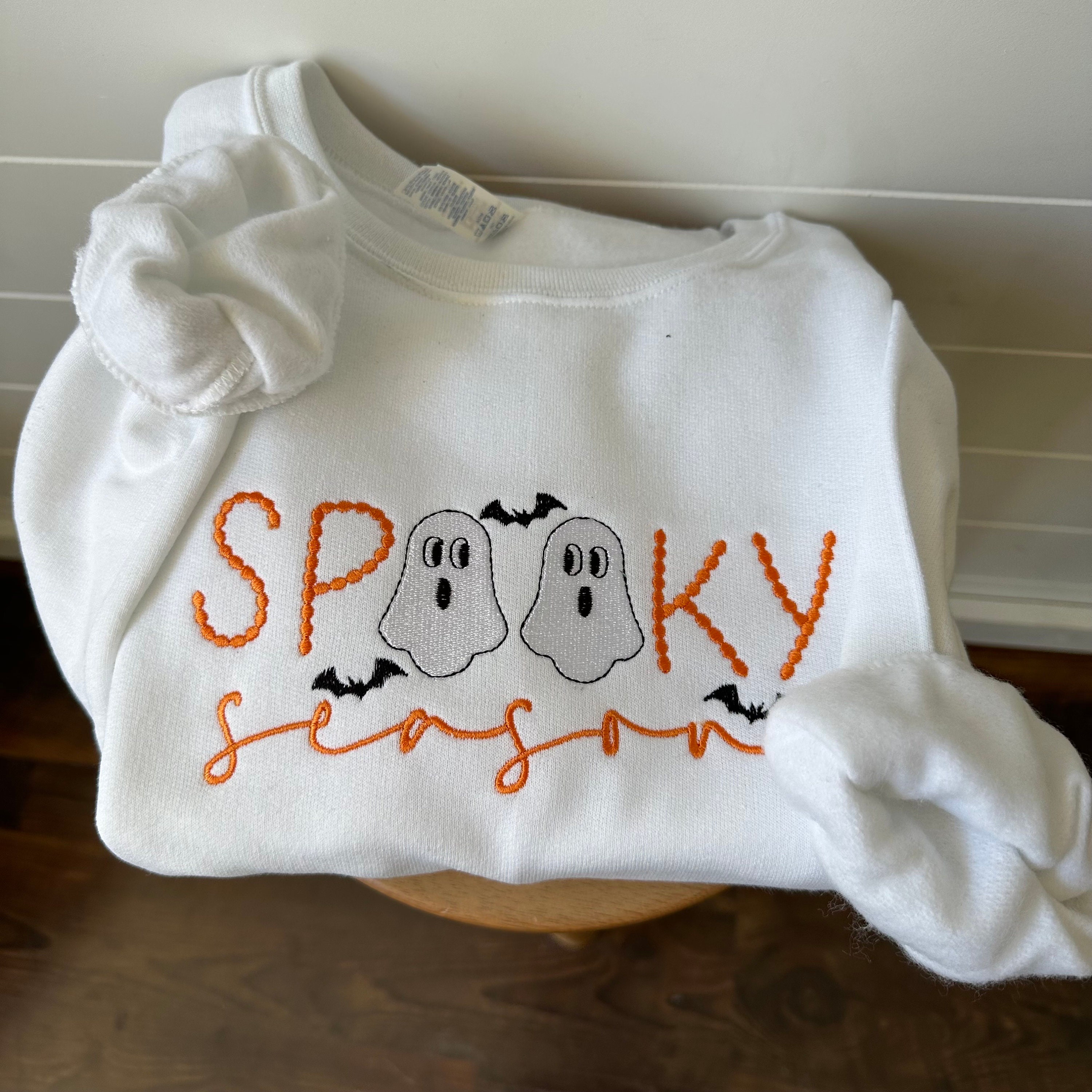 Embroidered Halloween Spooky Season Sweatshirt - Halloween Themed ...