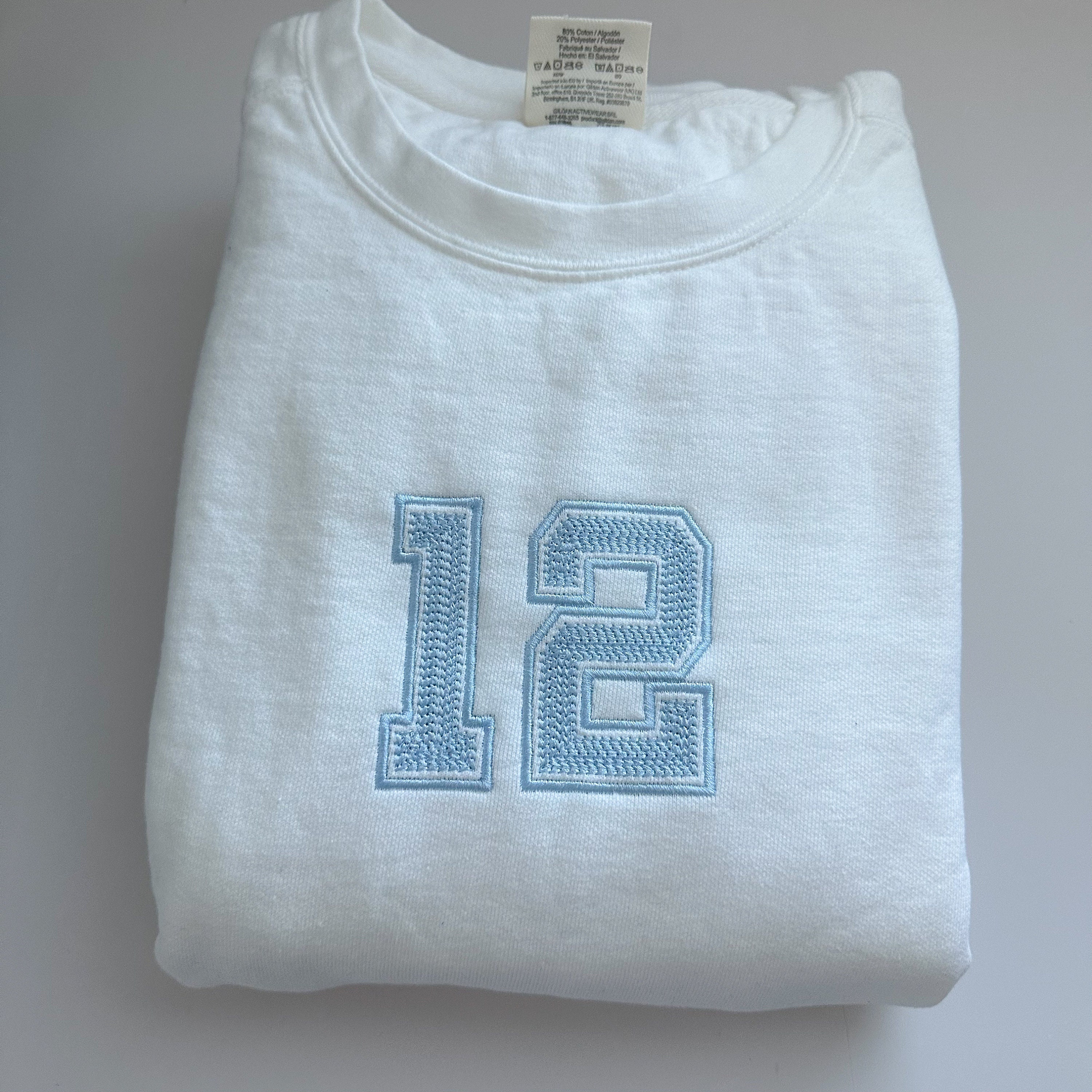 Comfort Colors Custom Sports Varsity Number Embroidered Crewneck ...
