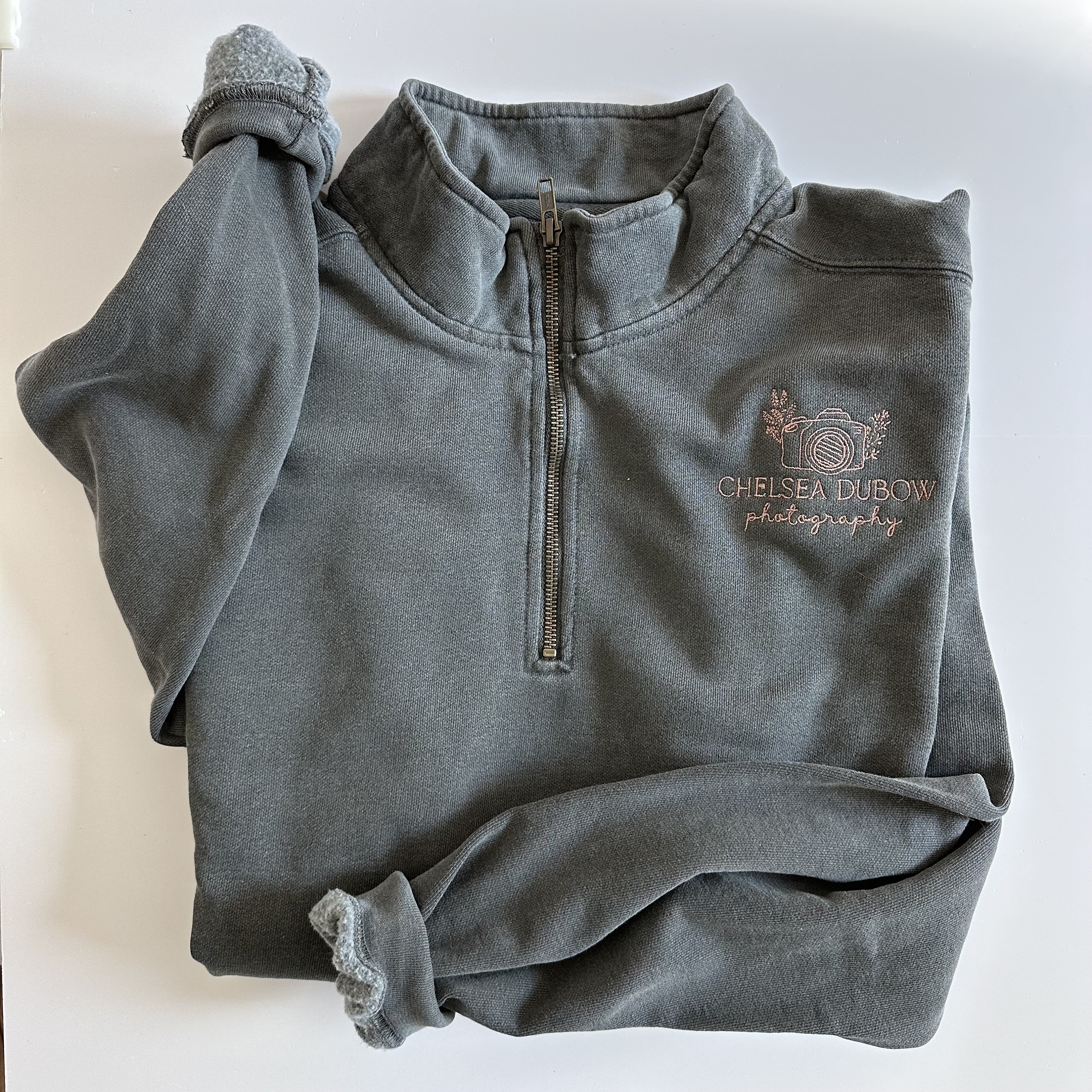 Comfort Colors Custom Logo Embroidered Quarter Zip Sweatshirt - Sweater ...