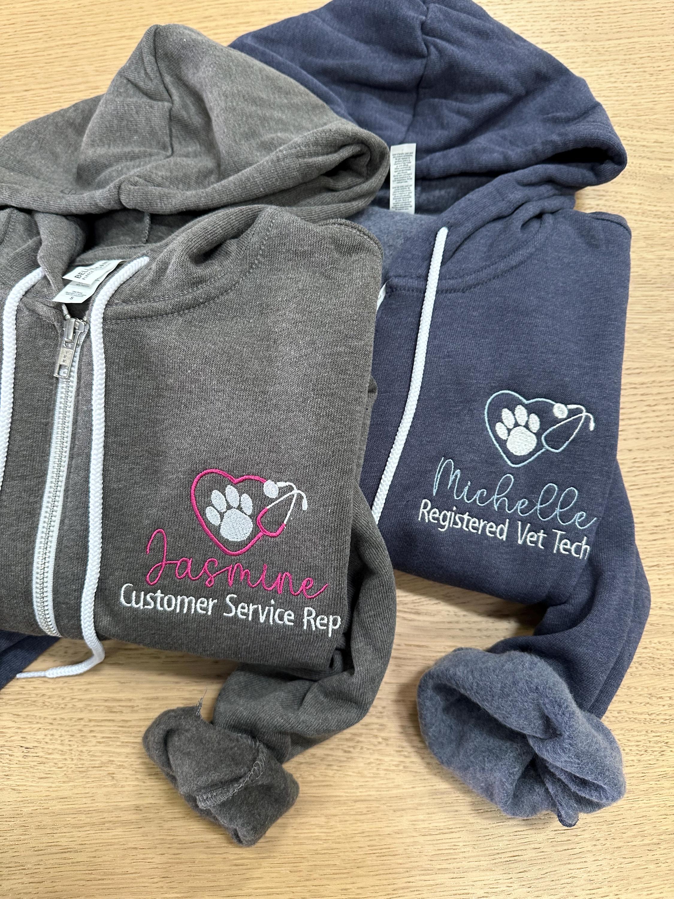 Personalized Vet Office Hooded Zip up Sweatshirts - Vet Tech, DVM, CSR ...