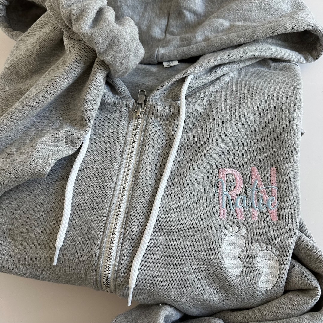 Bella Canvas Labor & Delivery Nurse Embroidered Zip up Sweatshirt ...