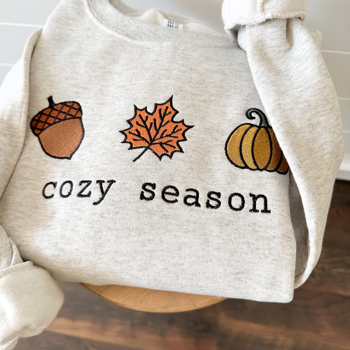 Embroidered Cozy Season Embroidered Sweatshirt - Fall Crewneck Sweater ...