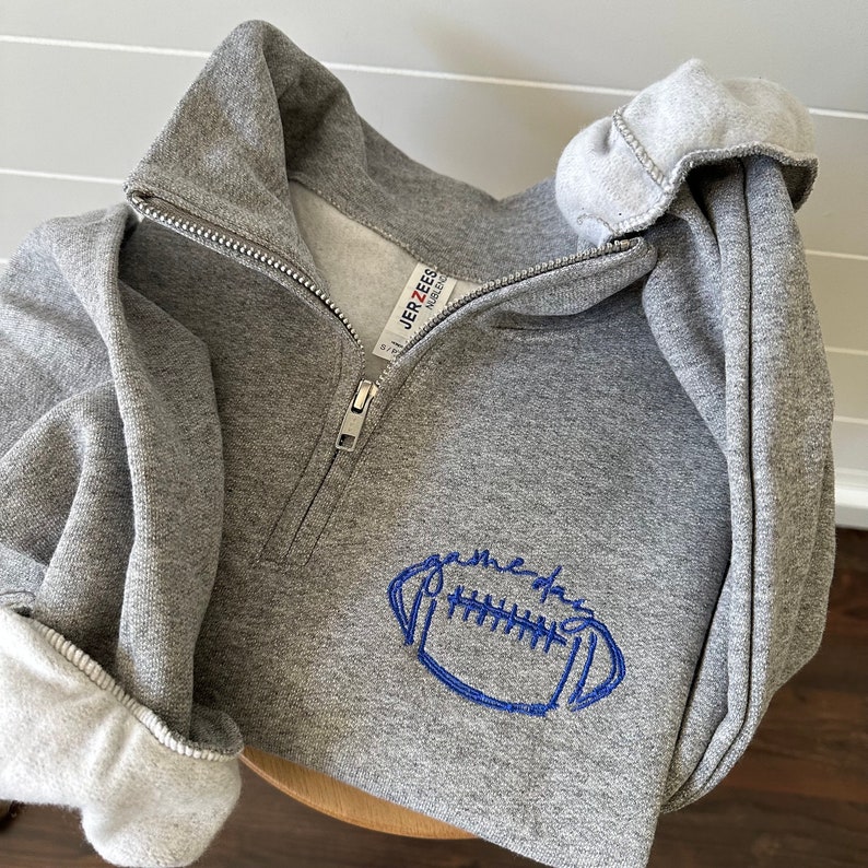 Custom Embroidered Game Day Quarter Zip Sweatshirt - Custom Football ...
