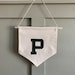 Custom Embroidered Initial Banner Pennant Flag Wall Hanging Canvas ...