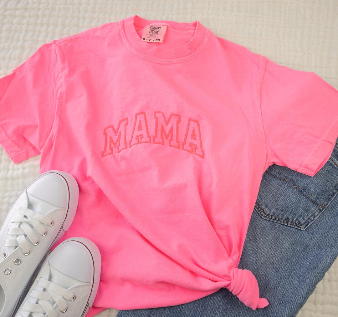 Neon Comfort Colors Mama Short Sleeve Tee - Bright Short Sleeve ...