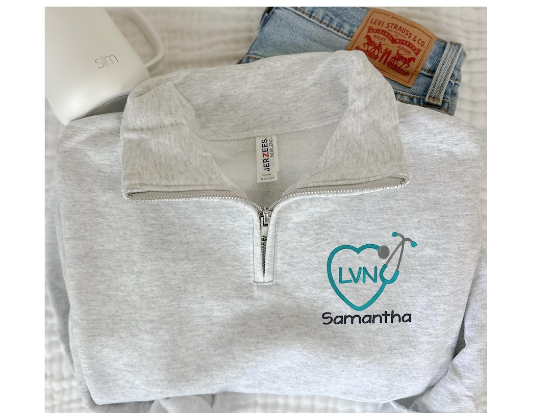 Personalized Embroidered LVN Nurse Quarter Zip - Custom Name ...