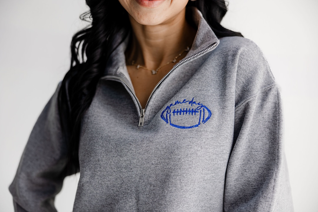 Custom Embroidered Game Day Quarter Zip Sweatshirt - Custom Football ...