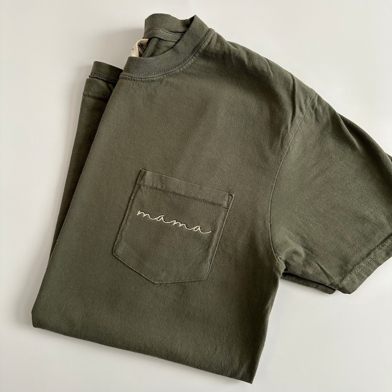 Comfort Colors Custom Embroidered POCKET TEE Short Sleeve - Etsy